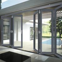 China Powder Coated High And Low Waterproof Track Glass Patio Folding Exterior Door Aluminium 3 Panel Bifold Door for sale