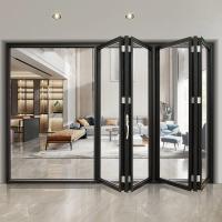 China Powder Coated High And Low Waterproof Track Glass Patio Folding Exterior Door Aluminium 3 Panel Bifold Door for sale