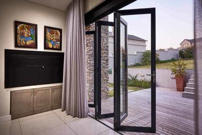China Aluminium Folding Doors Bi-folding Patio Doors Aluminium Folding Sliding Doors White Customised for sale