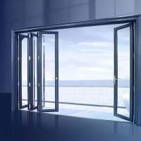 China Aluminium Bi Folding Doors Aluminium Bifold Patio Doors Folding Bathroom Door Frameless Folding Glass Doors for sale