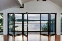China Aluminium Bi Folding Doors Aluminium Bifold Patio Doors Folding Bathroom Door Frameless Folding Glass Doors for sale