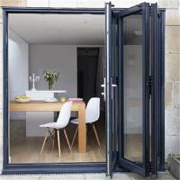 China Aluminium Bi Folding Doors Aluminium Bifold Patio Doors Folding Bathroom Door Frameless Folding Glass Doors for sale