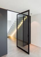 China Floor Spring Aluminum Pivot Doors Wood Grain Transfer Surface Treatment entrance pivot door pivot door modern exterior for sale