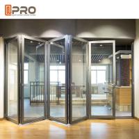 China Modern Design Aluminium Folding Stacking Doors For Residential House Vertical bifold door double glazed bifold door for sale