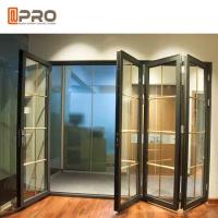 China Horizontal Aluminum Folding Doors For Kitchen With Double Tempered Glass folding doors with mosquito net for sale