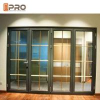 China Horizontal Aluminum Folding Doors For Kitchen With Double Tempered Glass folding doors with mosquito net for sale