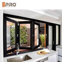 China Dust Resistance Aluminum Bifold Windows Electrophoresis Surface Treatment aluminum bi fold window frameless folding for sale