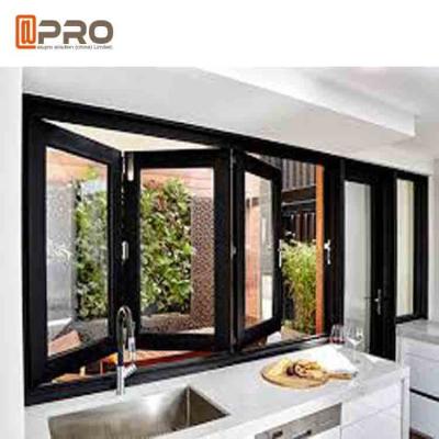 China Dust Resistance Aluminum Bifold Windows Electrophoresis Surface Treatment aluminum bi fold window frameless folding for sale