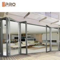 China Aluminium Exterior Patio Folding Doors Grey Color Thermal Break Double Glass commercial accordion folding doors double for sale