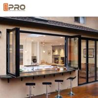 China Water Proof Aluminum Bifold Windows Color Customized With Double Glass frameless folding glass window bi-fold window for sale