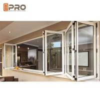 China Double Glazed Folding Open Aluminum Bifold Windows White Color folding vertical window door windows interior bi-fold for sale