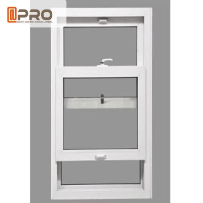 China Aluminum Profile Single Sash Vertical Tempered Glass Window Powder Coated for sale