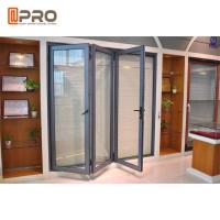China Black powder coating commercial aluminum folding door with ready mold folding panel doors room doors folding sliding doo for sale