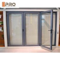 China Powder Coating Grey Aluminum Folding Doors With Double Glass Water Resistant custom folding door mdf folding door for sale