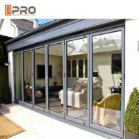 China Triple Glazed Aluminium Bifold Doors Thermal Break Lowe Sound Insulation folding glass windows and doors folding sliding for sale