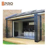 China Black Color Aluminum Entrance Folding Glass Doors Heat Insulation glass door folding French folding door slide and fold for sale