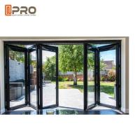 China Black Color Aluminum Entrance Folding Glass Doors Heat Insulation glass door folding French folding door slide and fold for sale