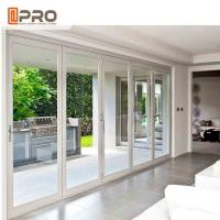 China Aluminum Accordion Toughened Layer Tempered Double Glass Door With Argon Gas Aluminium Import Hardware for sale