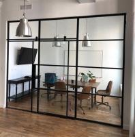 China Office Space Separation Modern Glass Partition With Sliding Door for sale