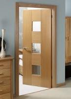 China Customized MDF Board Interior Room Doors With Alkali Sand Flat Panel Surface for sale