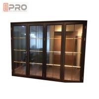 China Horizontal Aluminum Folding Doors For Kitchen With Double Tempered Glass folding doors with mosquito net for sale