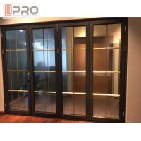 China Horizontal Aluminum Folding Doors For Kitchen With Double Tempered Glass folding doors with mosquito net for sale