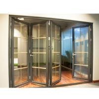 China Horizontal Aluminum Folding Doors For Kitchen With Double Tempered Glass folding doors with mosquito net for sale