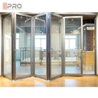 China Aluminium Exterior Bi Fold Sliding Doors Foldable Glass Doors ISO Certification folding sliding patio doors for sale
