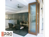 China Aluminium Double Insulated Glazing Folding Door Airtight Thermal Break Finished Surface room folding door folding grill for sale