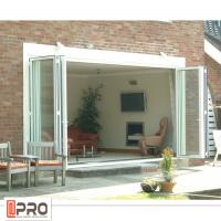 China Aluminium Exterior Patio Folding Doors Grey Color Thermal Break Double Glass commercial accordion folding doors double for sale