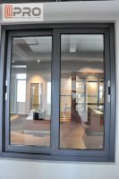 China Dark Grey Sliding Office Window Fly Screen Aluminium Sliding Glass Windows interior sliding window triple sliding for sale