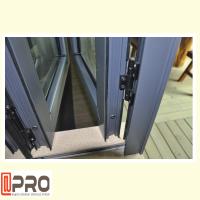 China Durable Wood Grain Aluminum Bifold Windows With Nylon Fly Screen Customized Size folding balcony window australia fold for sale