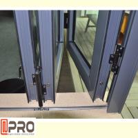 China Durable Wood Grain Aluminum Bifold Windows With Nylon Fly Screen Customized Size folding balcony window australia fold for sale