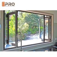 China Pantry Forested Glass Vertical Aluminium Bi Fold Window for sale