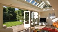China Aluminium 6063 Double Tempered Glass Folding Door for sale