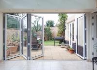 China Aluminium 6063 Double Tempered Glass Folding Door for sale