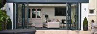 China Aluminium 6063 Double Tempered Glass Folding Door for sale