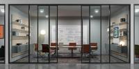 China Aluminium Frosted Glass Office Partition Board Etched Glass Office Partition for sale