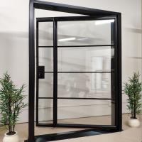 China Black 6A 12A Space Aluminum Internal Glass Pivot Doors For Office for sale