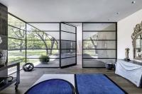 China Black 6A 12A Space Aluminum Internal Glass Pivot Doors For Office for sale