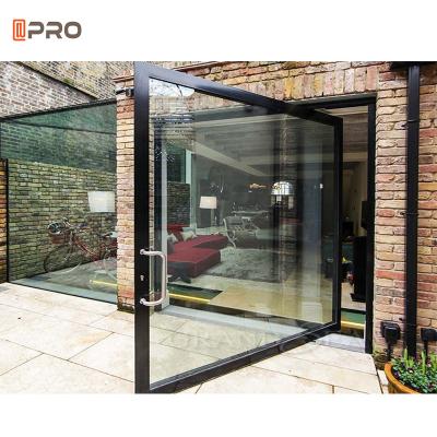 China Black 6A 12A Space Aluminum Internal Glass Pivot Doors For Office for sale