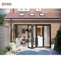 China Aluminum Double Glass Folding Door With Aluminum Frame for sale