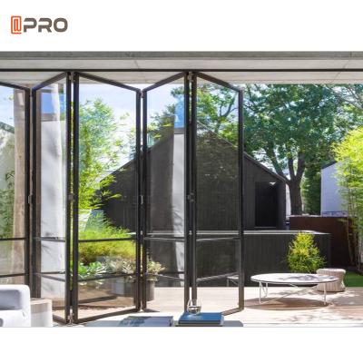 China Aluminum Double Glass Folding Door With Aluminum Frame for sale
