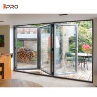 China Aluminium Folding Patio Doors Tempered Glass Bi Fold Eu Certified for sale