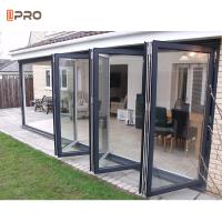 China Aluminium Folding Patio Doors Tempered Glass Bi Fold Eu Certified for sale