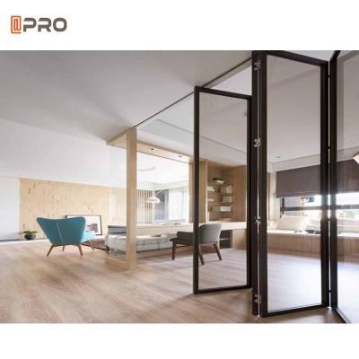 China Aluminium Folding Patio Doors Tempered Glass Bi Fold Eu Certified for sale