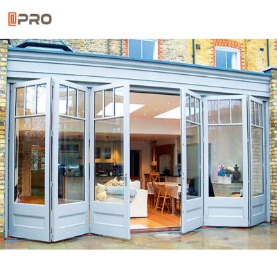 China Customized Large Pella Sliding Glass Patio Doors Aluminium Bifold Glass Door for sale