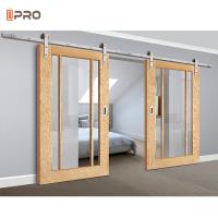China Black Soundproof Indoor Sliding Glass Shower Barn Doors for sale