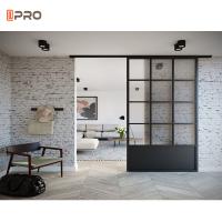 China Black Soundproof Indoor Sliding Glass Shower Barn Doors for sale