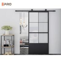 China White Interior Hardware Glass Bathroom Barn Doors Sliding Barn Door Kit for sale